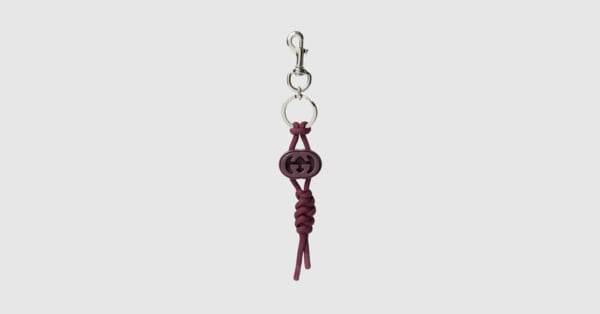 Keychain with Interlocking G in Rosso Ancora red rope | GUCCI® US
