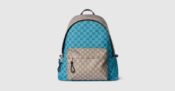 Gucci Match medium GG backpack in light blue GG canvas | GUCCI® US