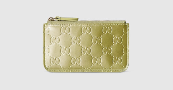 GG Emblem Schlüsseltäschchen in hellgrünes GG Leder | GUCCI® ZA