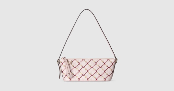 Printed GG small shoulder bag in pink and red GG fabric | GUCCI® US