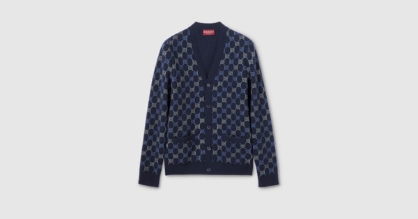 Maglione in maglia di lana doppia GG in blu scuro | GUCCI® IT