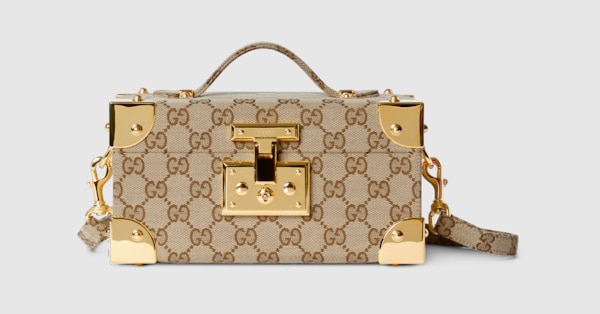 Small GG watch case in sand and brown GG canvas | GUCCI® UK