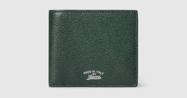 Lira bi-fold wallet in dark green leather | GUCCI® NZ