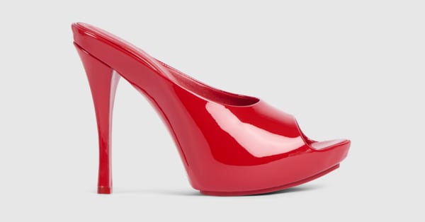 Mules à plateforme stiletto pour femme en cuir verni rouge | GUCCI® CA