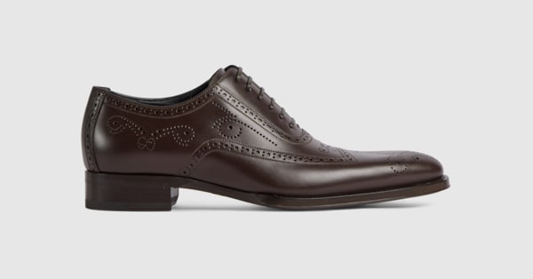 Men's lace-up shoe in dark brown leather | GUCCI® CH