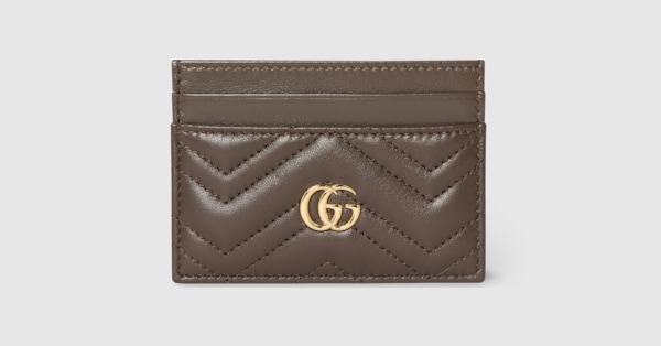 GG Marmont card case in dark taupe leather | GUCCI® PL