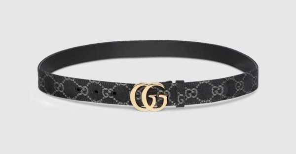 GG Marmont belt in black GG denim | GUCCI® CA