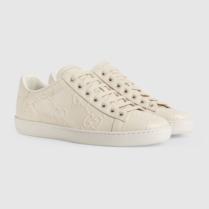 Women's GG embossed Ace sneaker in white leather | GUCCI® DK