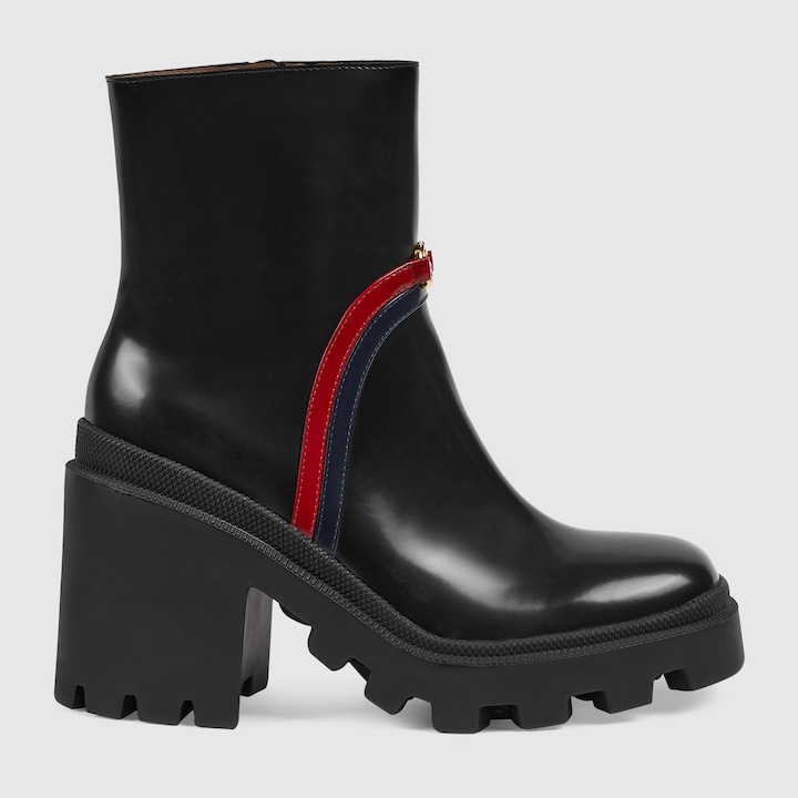 Gucci Women's Ankle Boot With Interlocking G In Black Leather | ModeSens