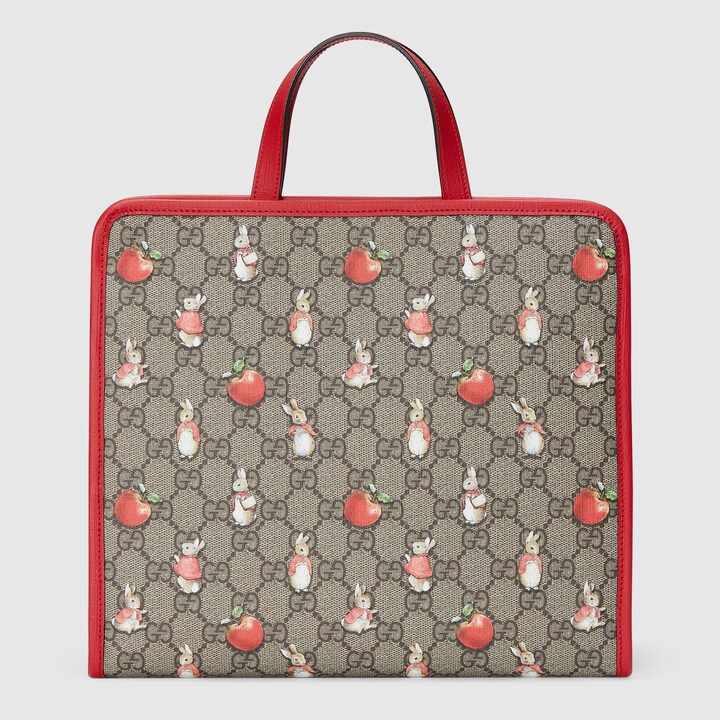 Peter Rabbit™ x Gucci tote bag in beige and ebony Supreme | GUCCI® Canada