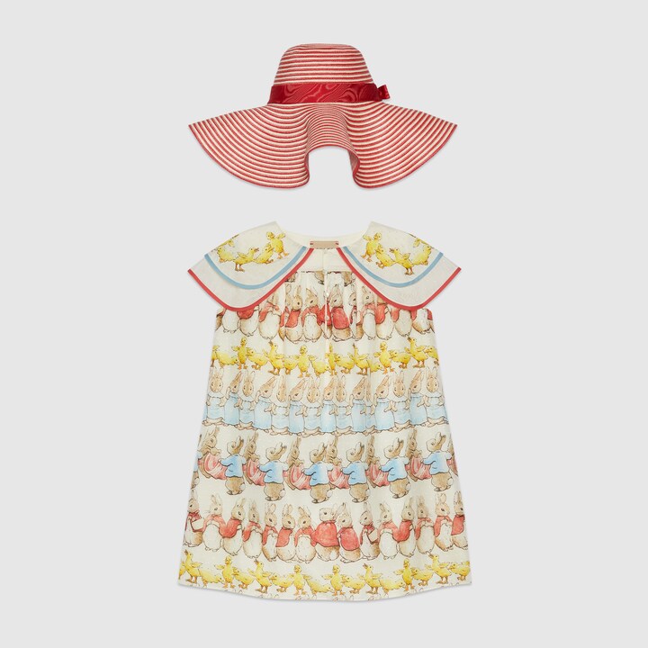 Peter Rabbit™ x Gucci printed dress in multicolor | GUCCI® US