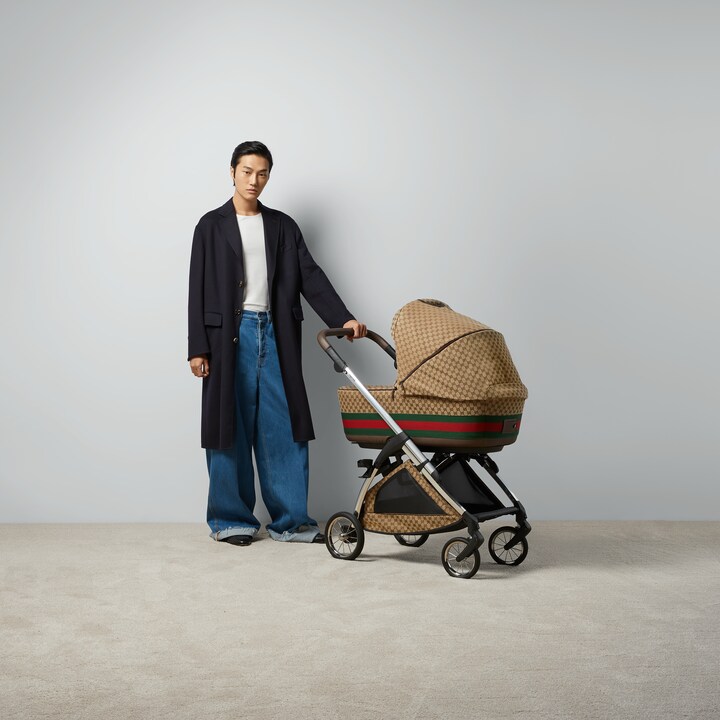 Gucci Bassinet-Stroller combo in beige and ebony GG canvas | GUCCI® US