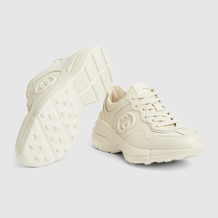 Women's Rhyton trainer in ivory leather | GUCCI® UK