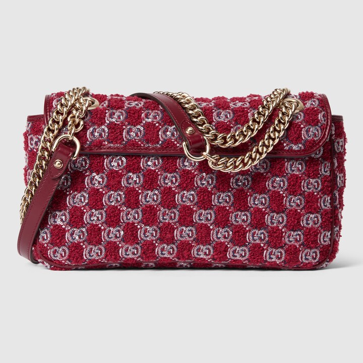Gucci GG Marmont Small Red Tweed Shoulder Bag | GUCCI® US