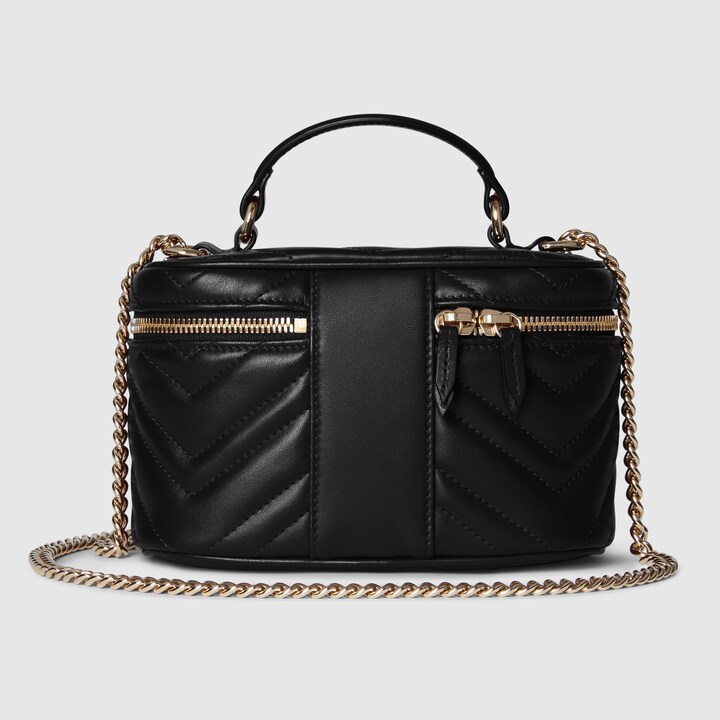 GG Marmont mini vanity bag in black leather | GUCCI® Australia