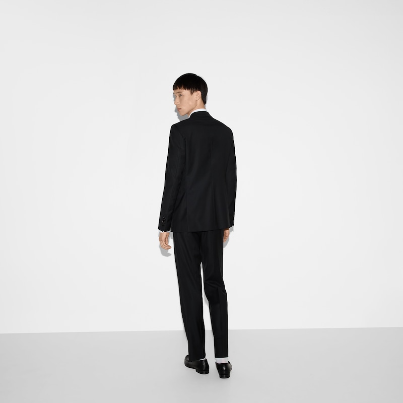 Costume coupe droite en laine en laine noire | GUCCI® FR