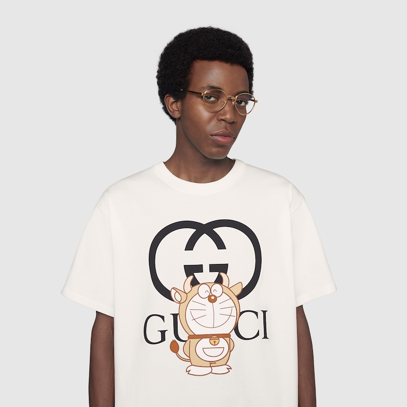 T-shirt oversize Doraemon x Gucci in avorio | GUCCI® Italia
