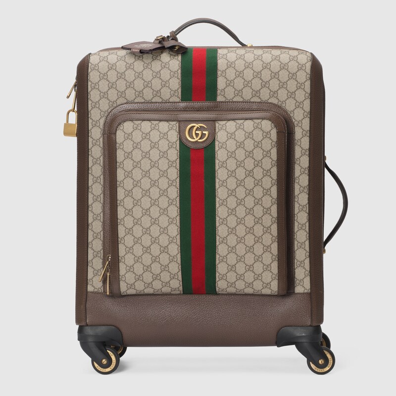 Gucci Savoy cabin plus trolley in beige and ebony Supreme | GUCCI ...