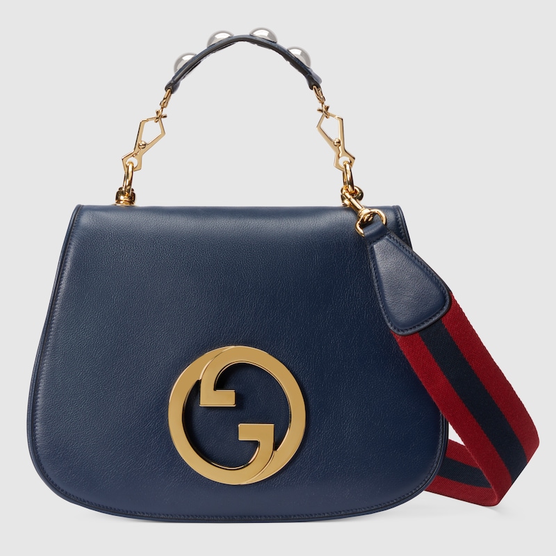 Gucci Blondie small top handle bag in blue leather | GUCCI® TH