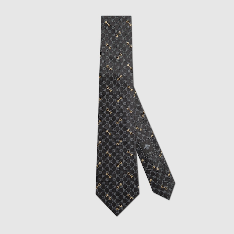 Cravatta in jacquard di seta GG in nero/grigio | GUCCI® Italia