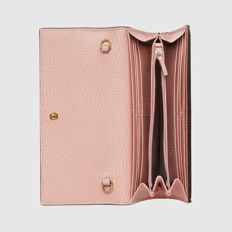 GG Marmont bi-colour chain wallet in light pink leather and Supreme ...
