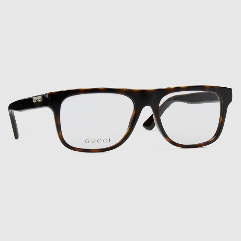 Square optical frame in dark tortoiseshell | GUCCI® UK