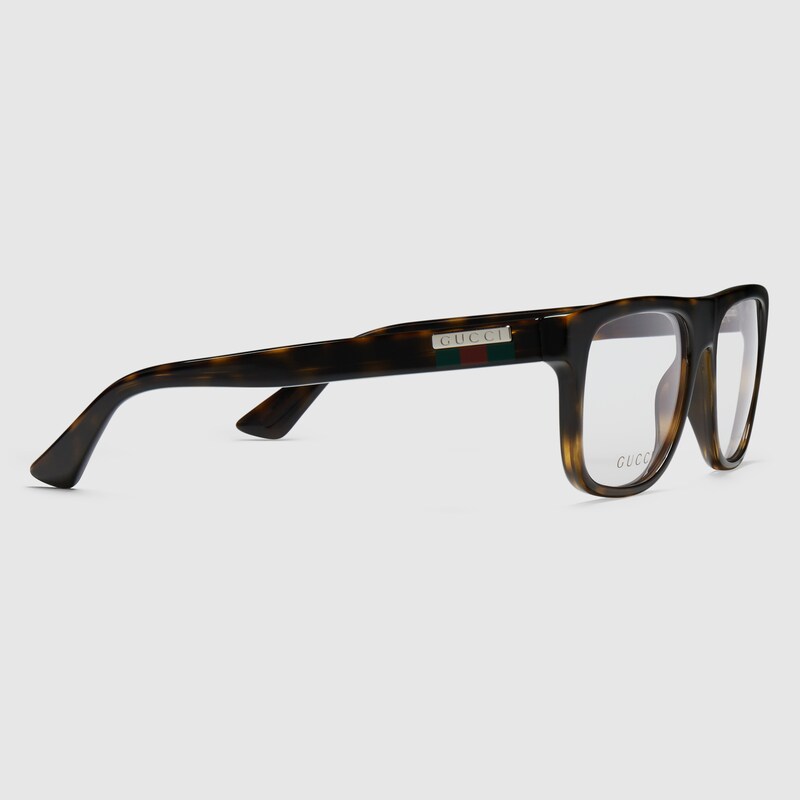 Square optical frame in dark tortoiseshell | GUCCI® UK