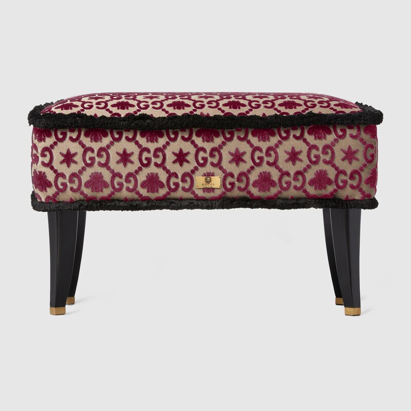 GG bee and star jacquard stool in bordeaux velvet jacquard | GUCCI® UK
