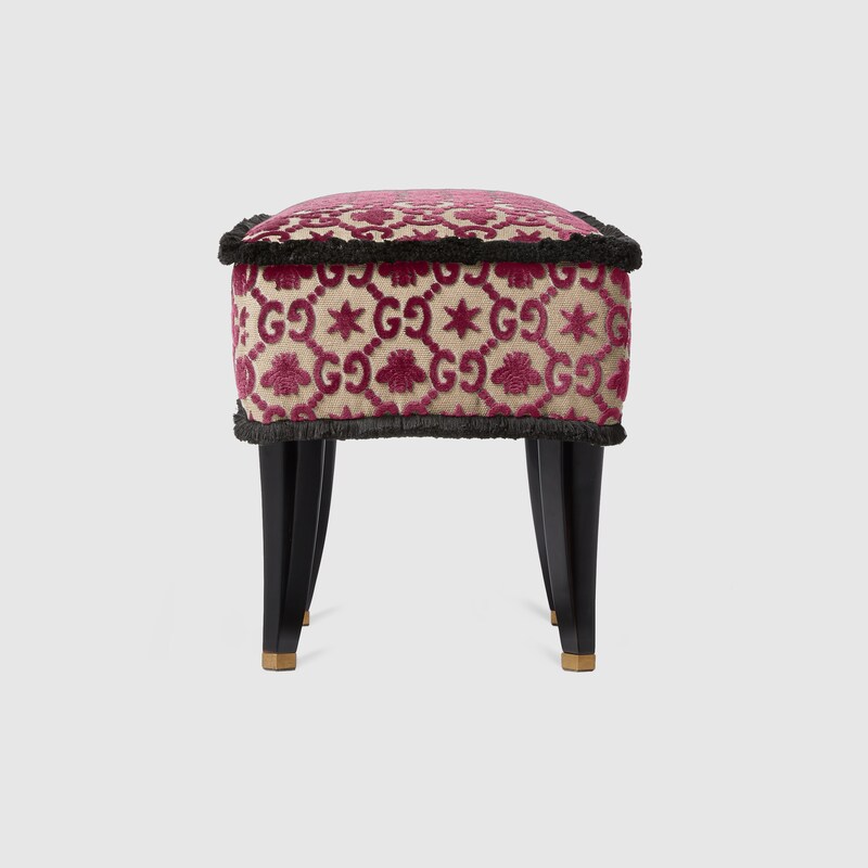 GG bee and star jacquard stool in bordeaux velvet jacquard | GUCCI® UK