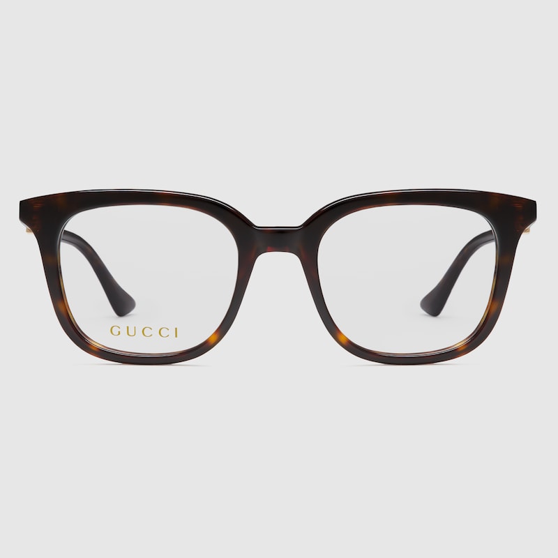 Rectangular optical frame in dark tortoiseshell | GUCCI® US