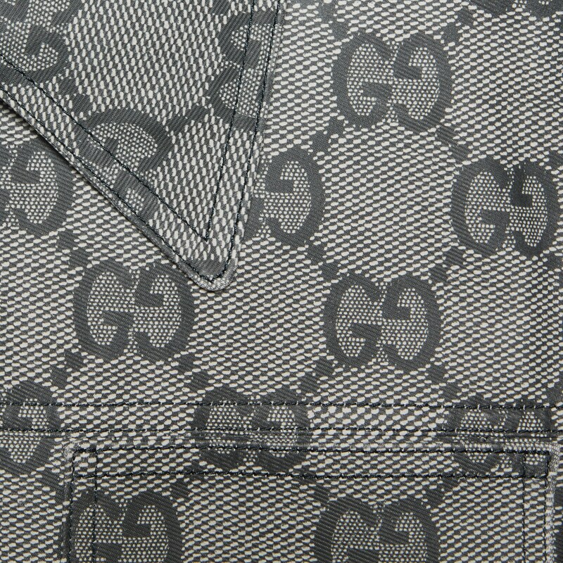 GG print leather jacket in grey and dark grey | GUCCI® NZ