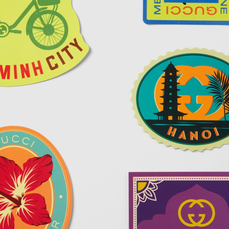 Gucci Cities luggage stickers in multicolour | GUCCI® Australia