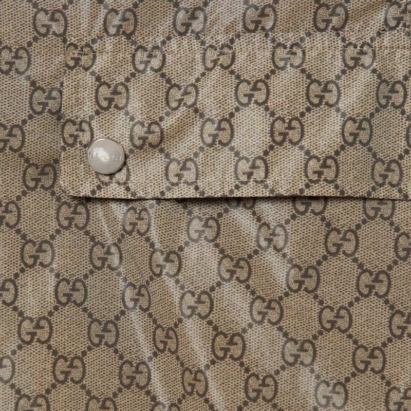 GG nylon jacket in beige and ebony | GUCCI® US