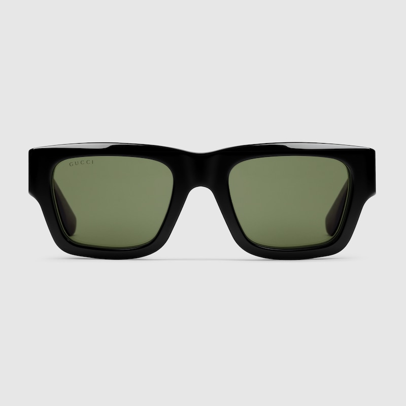 Rectangular frame sunglasses in black and red | GUCCI® US
