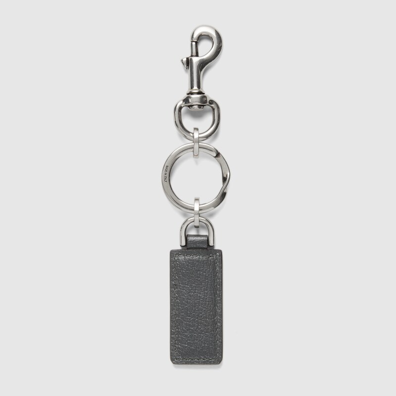 Ophidia keychain with hook closure in grey and black GG Supreme | GUCCI ...