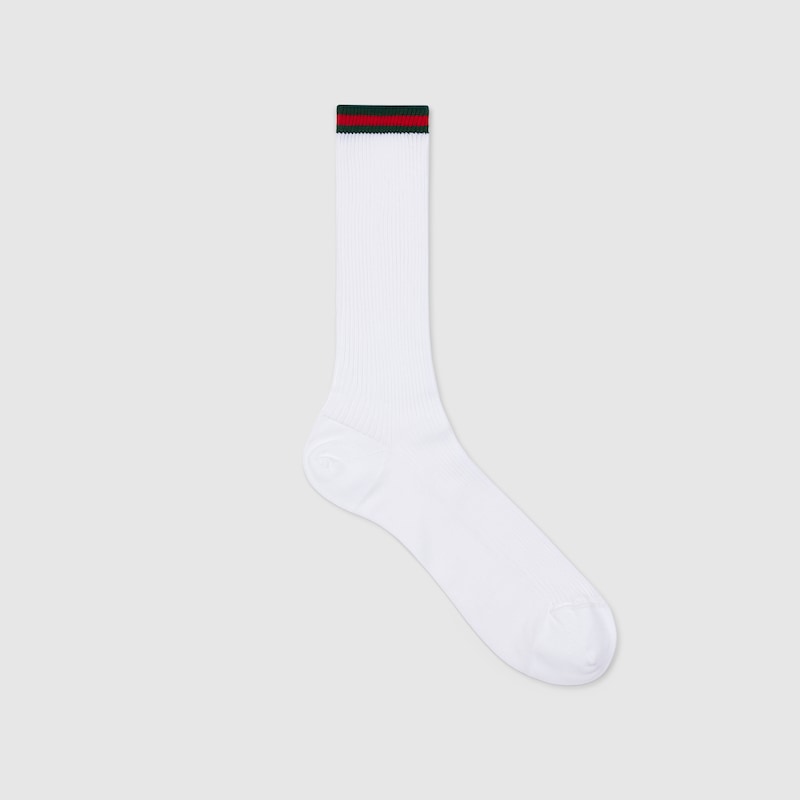 Cotton blend socks with Web in white | GUCCI® US