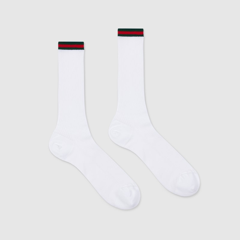 Cotton blend socks with Web in white | GUCCI® US