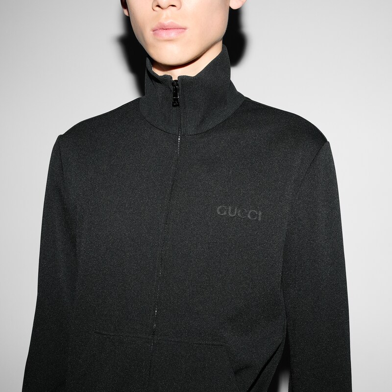Technical jersey zip jacket in black | GUCCI® UK
