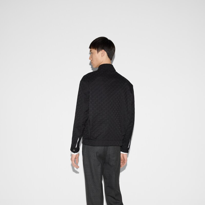 Reversible nylon and GG canvas jacket in black, beige and ebony | GUCCI® UK