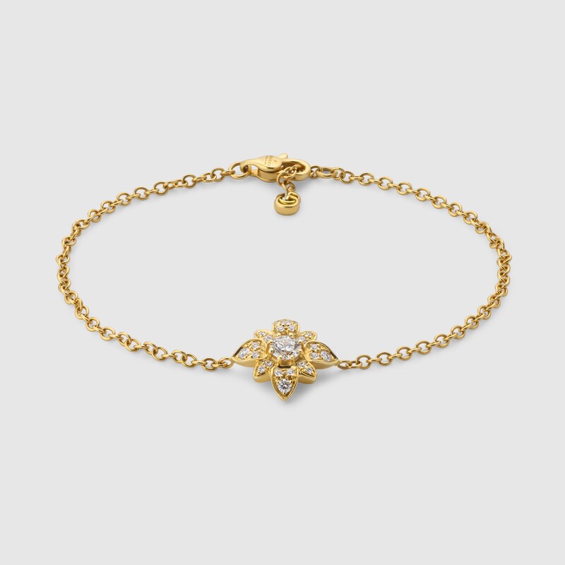 Gucci Flora 18k diamond chain bracelet in 18k yellow gold | GUCCI® ZA
