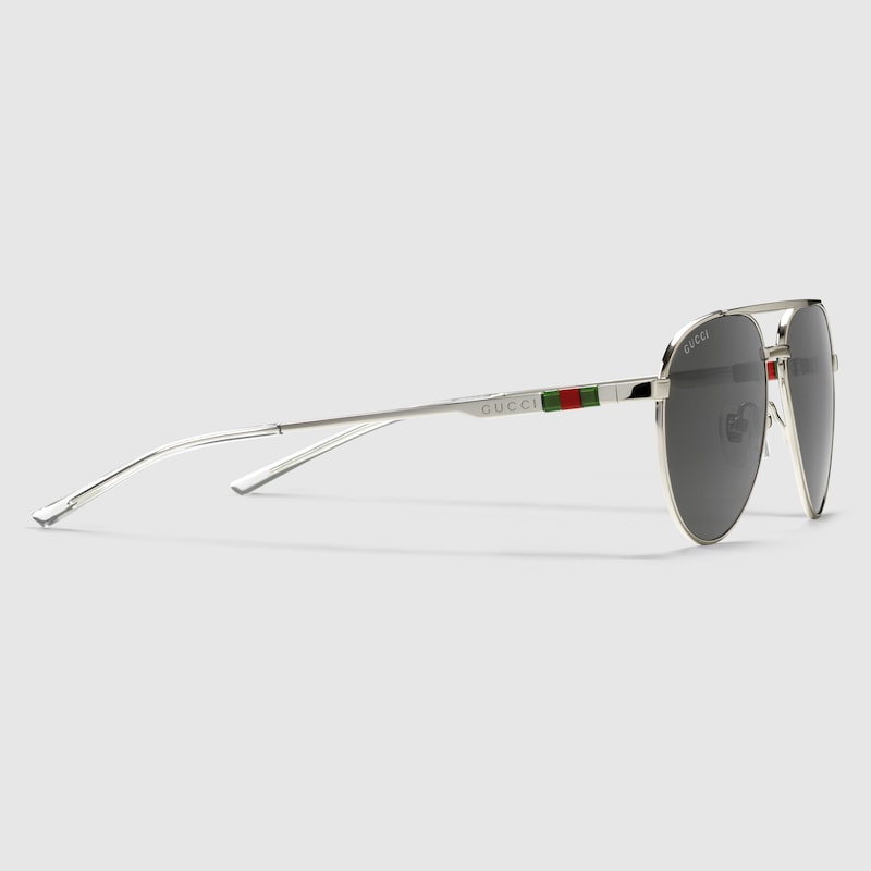 Aviator frame sunglasses in silver | GUCCI® Australia