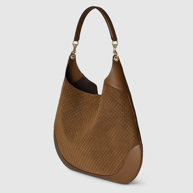 Gucci B large shoulder bag in brown suede | GUCCI® Australia