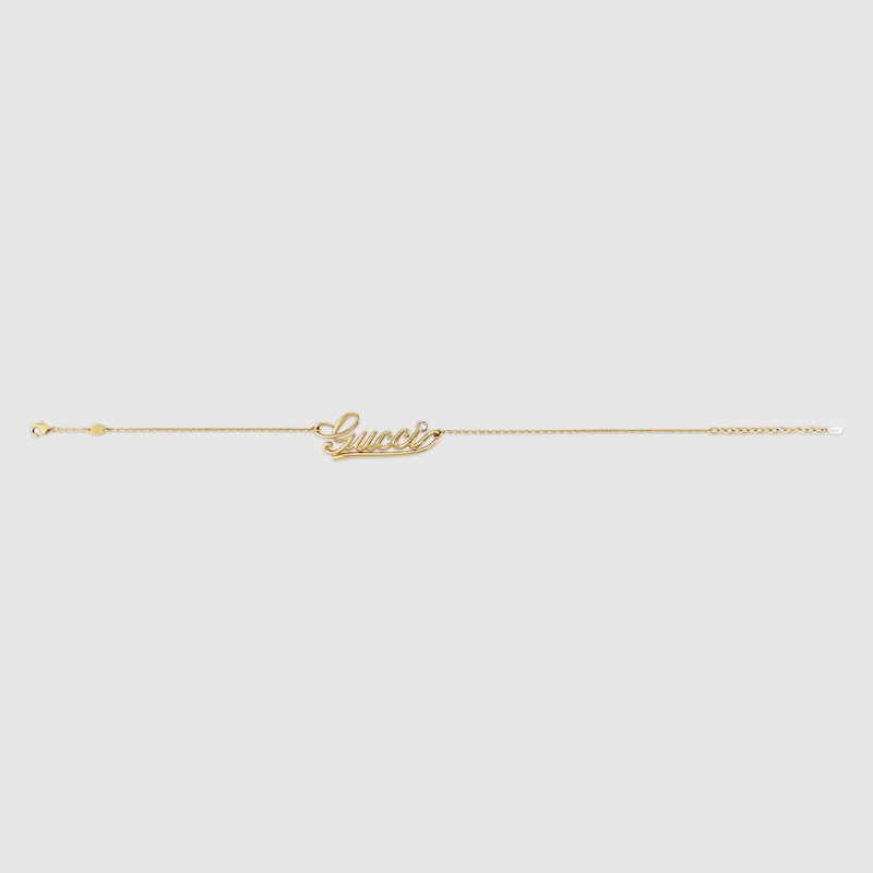 Choker necklace with Gucci script in yellow gold-toned metal | GUCCI® US