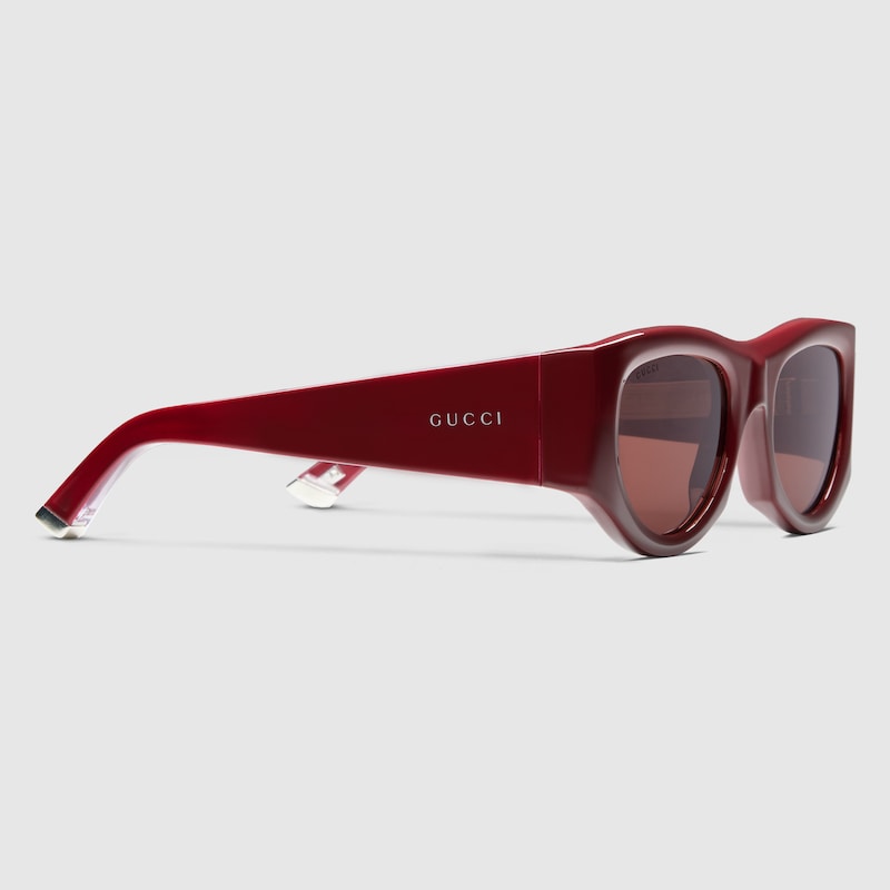Rectangular-frame sunglasses in Rosso Ancora red | GUCCI® ZA