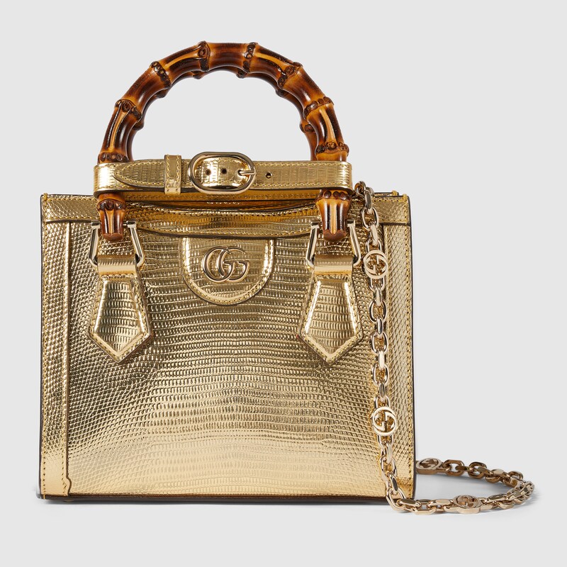 Gucci Diana lizard small tote bag in gold-toned | GUCCI® US