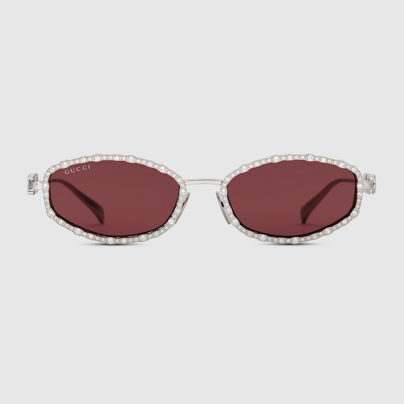 Oval frame sunglasses in silver-toned | GUCCI® US