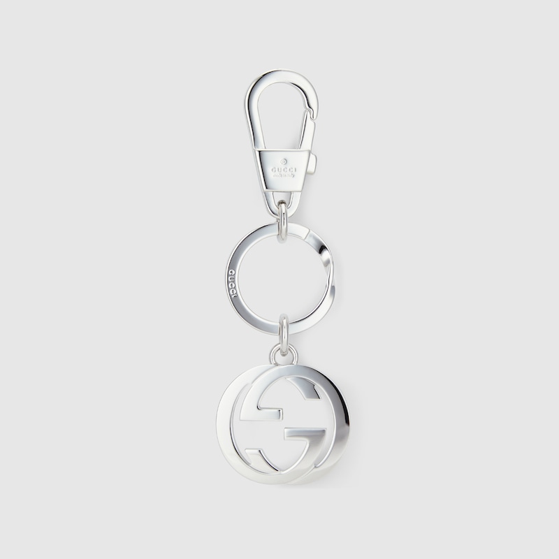 Interlocking G keychain in silver-toned metal | GUCCI® NZ
