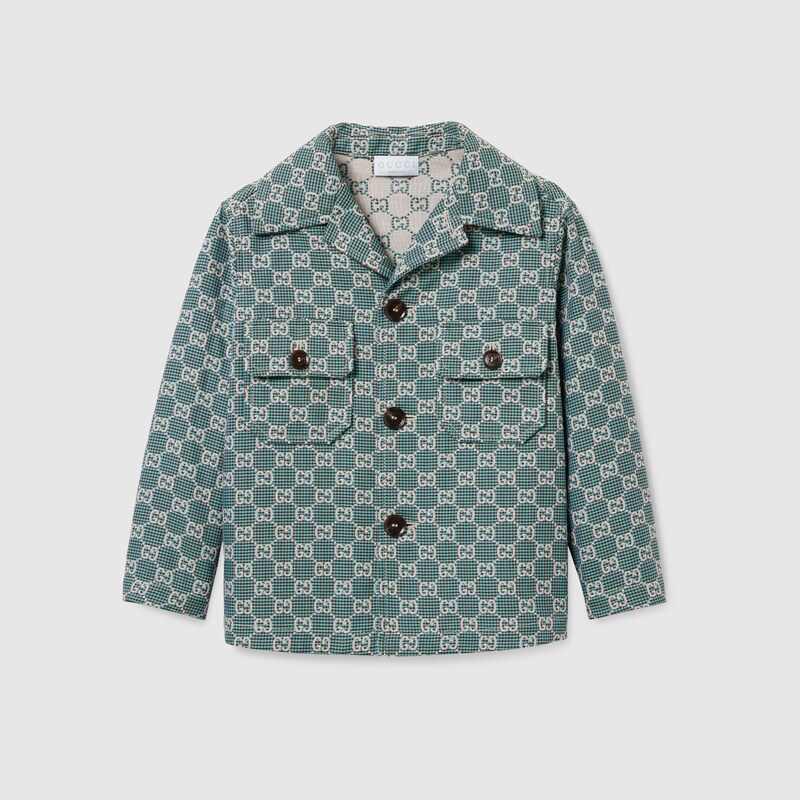 Gucci Kids' Gg Cotton Houndstooth Jacket In Green | ModeSens