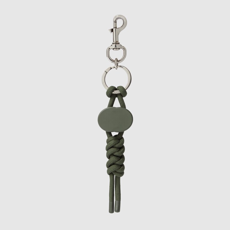 Keychain with Interlocking G in dark green rope | GUCCI® NZ