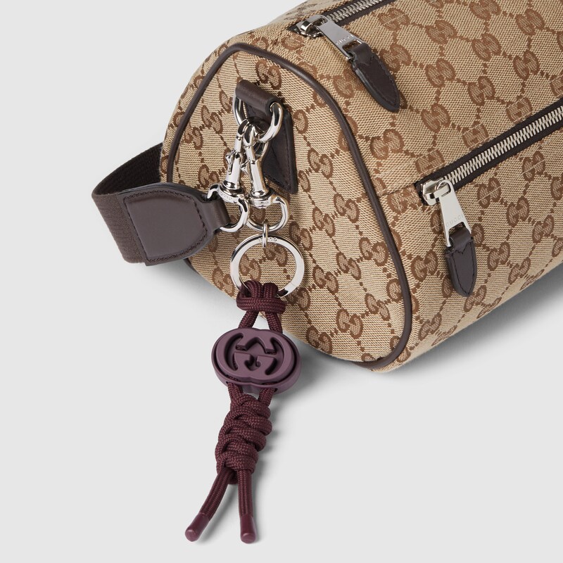 Keychain with Interlocking G in Rosso Ancora red rope | GUCCI® Australia